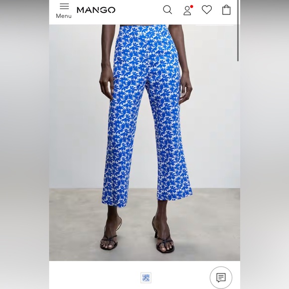 Mango | Pants & Jumpsuits | Mango Blue And White Crop Flare Pants ...